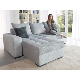 Ecksofa Collection AB "Josy L-Form, B: 214 cm in Cord, Cord-Mix", grau (hellgrau), B:214cm H:84cm T:161cm, 100% Polyester, Sofas, Ecksofa, mit Bettfunktion, Bettkasten & 2 Zierkissen, Federkern