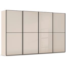 Schwebet&uuml;renschrank Rauch "Kleiderschrank Schrank Garderobe Schlafzimmerschrank SCALE-DUO", beige (champagner, glas champagner, griffleisten schwarz), B:360cm H:223cm T:68cm, Holzwerkstoff, Schr&auml;nke, Schwebet&uuml;renschrank, edle zweigeteilte T&uuml;ren Glas-Front mit 3 Zierleisten MADE IN GERMANY