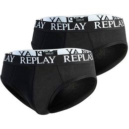 Slip Replay "SLIP Basic Cuff Logo 2pcs Bo", Herren, Gr. S, schwarz, Jersey, Obermaterial: 95% Baumwolle, 5% Elasthan, unifarben, Unterhosen Slip