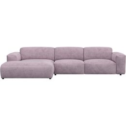 Ecksofa FLEXLUX "Lucera bequem und komfortabel durch hochwertigen Sitzaufbau, L-Form", lila (soft lavender), B:319cm H:73cm T:171cm, 85% Polyester/15%Polyamide, Sofas, Ecksofa, modern & anschmiegsam, Kaltschaum, Stahl-Wellenunterfederung