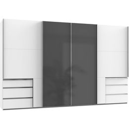 Schwebet&uuml;renschrank wimex "Level by fresh to go", wei&szlig; (wei&szlig;, grauglas), B:350cm H:216cm T:65cm, Schr&auml;nke, Schwebet&uuml;renschrank, mit Glast&uuml;ren und Synchron&ouml;ffnung