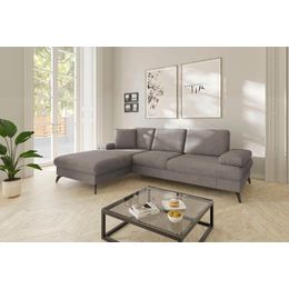 Sit & More Ecksofa SIT & MORE "Morris Jubi L-Form, B: 247 cm", grau (taupe), B:247cm H:83cm T:171cm, 100% Polyester, Sofas, Ecksofa, mit Armteilfunktion & 1 Zierkissen, optional Bettfunktion