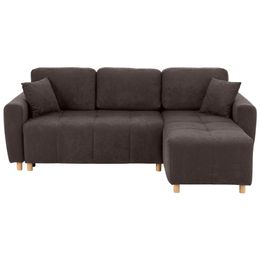 Ecksofa Home Affaire "Scania L-Form", grau, B:220cm H:86cm T:160cm, Microfaer (100% Polyester);Struktur fein (100% Polyester);Samtoptik (100% Polyester), Sofas, Ecksofa, wahlweise mit Bettfunktion und Bettkasten