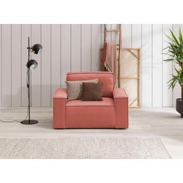Sessel Home Affaire "SHERWOOD, Love-Seat in 3 Stoffarten verf&uuml;gbar", rot (coral), B:120cm H:85cm T:86cm, 100% Polyester, Sessel, Sessel, passend zur Polster-Serie SHERWOOD