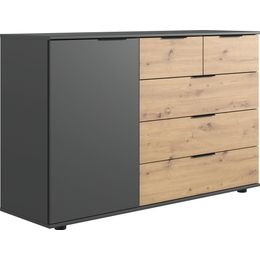 Kombikommode wimex "Gibraltar", grau (artisan, eiche, nachbildung, graphit), B:130cm H:83cm T:41cm, Holzwerkstoff, Sideboards, Kombikommode