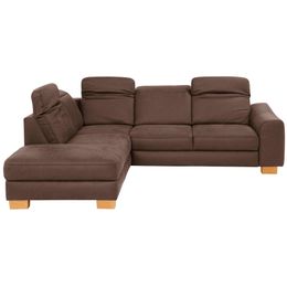 Ecksofa Home Affaire "Dundee L-Form", braun (schokobraun), B:263cm H:86cm T:219cm, Luxus-Microfaser Lederoptik (100% Polyester), Sofas, Ecksofa, wahlweise mit Kopfteilverstellung und zus&auml;tzlich mit Bettfunktion