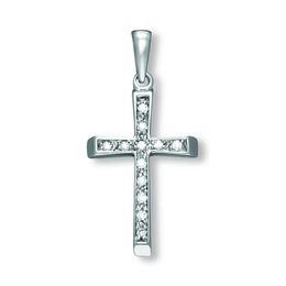 Kettenanh&auml;nger ONE ELEMENT "Zirkonia Kreuz Anh&auml;nger aus 333 Wei&szlig;gold", silber, Schmuckanh&auml;nger, Damen, Wei&szlig;gold 333, Kettenanh&auml;nger