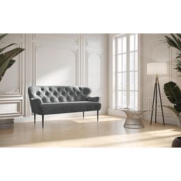 2,5-Sitzer Home Affaire "Amber", grau, B:173cm H:97cm T:87cm, 100% Polyester, Sofas, 2 5-Sitzer, mit Knopfheftung,in verschieden Stoffarten