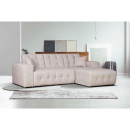 Ecksofa Home Affaire "Nosia L-Form", beige (creme), B:234cm H:85cm T:163cm, 100% Polyester, Sofas, Ecksofa, incl. 2 Zierkissen, mit feiner Steppung
