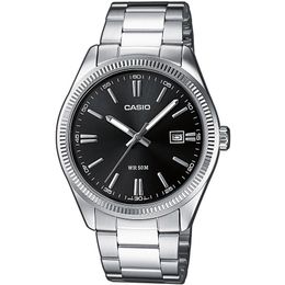 Quarzuhr, silber (edelstahlfarben, schwarz), CASIO TIMELESS COLLECTION, Armbanduhren, Damen, Quarzuhr, Armbanduhr, Damenuhr, Herrenuhr, Edelstahlarmband, Neo-Display, Tag