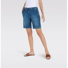 Shorts MAC "JOG&acute;N SHORT", Damen, Gr. 44, N-Gr, blau (mid blau cool wash), Web, Obermaterial: 49% Baumwolle, 40% Lyocell, 9% Polyester, 2% Elasthan, unifarben, regular fit kniefrei, Hosen Shorts, Sommerhose im Four-Pocket Style