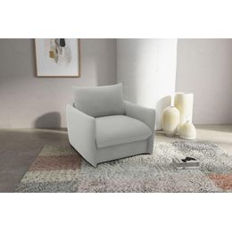 Sessel DOMO collection "700023 wandelbar zum Loungesessel, Relaxliege und G&auml;stebett", grau, B:105cm H:95cm T:100cm, 95% Polyester, 5% Nylon, Sessel, Sessel, Schlaffunktion, Federkern, stabile Liegefl&auml;che ca. 70 x 195 cm