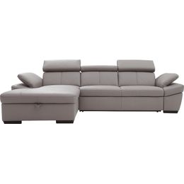 Ecksofa exxpo - SOFA FASHION "Salerno, Funktionssofa, Breite 280cm, hoher Sitzkomfort, L-Form", grau (argent), B:280cm H:77cm T:170cm, Microfaser-Primabelle (100% Polyester);NaturLEDER;Kunstleder;Lederfaserstoff;Luxus-Microfaser Lederoptik, Sofas, Ecksofa, inkl. Kopf- und Armteilverstellung, wahlweise mit Bettfunktion