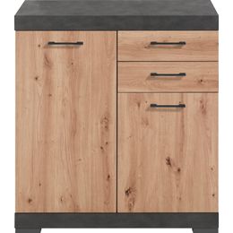 Kommode FMD "Bristol", braun (matera, artisan), B:80cm H:89,9cm T:49,9cm, Holzwerkstoff, Sideboards, Kommode, in unterschiedlichen Tiefen, mit Schubladen, Massivoptik