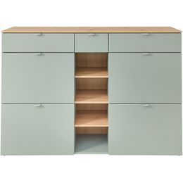 Schuhschrank Innostyle "Bari Schuhschrank mit Schubk&auml;sten, BxHxT 7148x103x38 cm", gr&uuml;n (schilfgr&uuml;n), B:148cm H:103cm T:41cm, Holzwerkstoff, MDF, Schr&auml;nke, Schuhschrank, 4 Klappen, 12 F&auml;cher, Softclose, ABS Kantenschutz