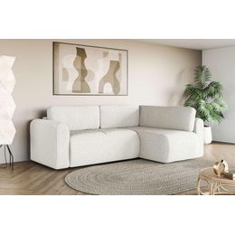 Ecksofa OTTO HOME "Zacharia wahlweise Schlafsofa mit Bettkasten, B/T/H 250/166/86 cm", beige (creme), B:250cm H:86cm T:166cm, 100% Polyester, Sofas, Ecksofa, L-Form mit Wellenunterfederung, Ottomane rechts oder links bestellbar
