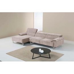 Ecksofa Egoitaliano "Malika, edel und bequem, Designsofa mit hochwertigen Bez&uuml;gen, L-Form", grau (opal grau), B:287cm H:94cm T:165cm, Luxus-Micofaser Lederoptik (100% Polyester) ist ein neues technisches Gewebe mit einem visuellen und taktilen Aspekt, der dem Nubuk sehr nahe kommt, mit innovativen Eigenschaften. Seine au&szlig;erordentliche Weichheit kommt von einem exklusiven Produktionsprozess, der Un