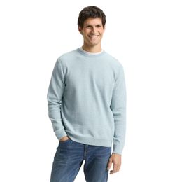 Strickpullover Tom Tailor, Herren, Gr. 3XL, mint sanftes wei&szlig; twotone, Strick, Obermaterial: 100% Baumwolle, unifarben, regular fit taillenbedeckt, Rundhals, B&uuml;ndchen, Pullover Strickpullover, mit B&uuml;ndchen