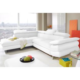 Ecksofa COTTA "Solution L-Form", wei&szlig; (altwei&szlig;), B:279cm H:73cm T:228cm, Sofas, Ecksofa, mit Arm- & Kopfteilverstellung, wahlweise mit Bettfunktion