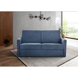Schlafsofa Home Affaire "Goldpoint 162 cm, Dauerschl&auml;fer, Liegefl&auml;che 120/200cm", blau, B:162cm H:85cm T:100cm, Struktur weich: (100% Polyester);Luxus-Microfaser weich: (100% Polyester), Sofas, Schlafsofa, 2-Sitzer mit Bettfunktion, Bonell-Federkernmatratze