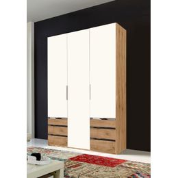 Kleiderschrank wimex "Level by fresh to go", wei&szlig; (plankeneichefarben, wei&szlig;), B:150cm H:216cm T:58cm, Schr&auml;nke, Kleiderschrank, mit Schubladen