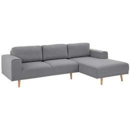 Ecksofa Home Affaire "Lasse L-Form", grau (hellgrau), B:273cm H:90cm T:167cm, Struktur fein( 100% Polyester);Filzoptik (100% Polyester);Luxus-Microfaser (100% Polyester), Sofas, Ecksofa, im scandinavischen Stil mit Holzf&uuml;&szlig;en