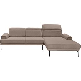 Ecksofa Musterring "MR 4580", grau (taupe), B:288cm H:79cm T:220cm, 100% Polyester, Sofas, Ecksofa, mit Kopf- und Sitztiefenverstellung, Metallfu&szlig; chrom, 288 x 193/220cm