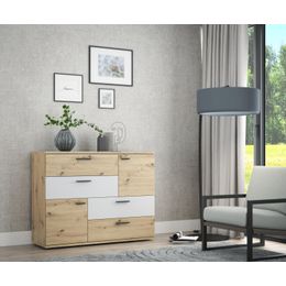 Kommode FORTE "Skive", braun (eiche, grau), B:125cm H:95,9cm T:41,3cm, Sideboards, Kommode, Breite ca. 125 cm