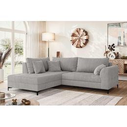 Ecksofa OTTO HOME "LEEVKE Design-Sofa mit Ottomane rechts/links bestellbar, Breite 232 cm", hellgrau, B:232cm H:80cm T:190cm, 83% Polyester, 17% Nylon, Sofas, Ecksofa, in vielen modernen Farben erh&auml;ltlich, belastbar bis 480 kg