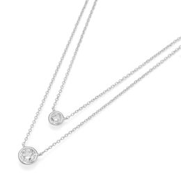 Collier Smart Jewel "Collier Doppelreihig mit Zirkonia Steinen, Silber 925", silber, Halsketten, Damen, Silber 925 (Sterlingsilber), Collier