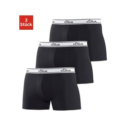 Boxer s.Oliver "Boxershorts f&uuml;r Herren", Herren, Gr. XL, 3 Stk., schwarz, Jersey, Obermaterial: 92% Baumwolle, 8% Elasthan (LYCRA), unifarben, Unterhosen Boxer, mit wei&szlig;em Webbund, Topseller