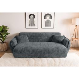 Big-Sofa Home Affaire "MIRELDA Design-Sofa mit Steppungen, hoher Sitzkomfort, Breite 251 cm", dunkelgrau, B:251cm H:81cm T:116cm, 100% Polyester, Sofas, Big-Sofa, elegant und bequem, enth&auml;lt 2 Zierkissen, belastbar bis 480kg