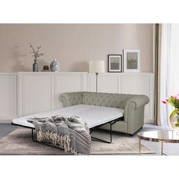 3-Sitzer Home Affaire "CHARENTE, optionale Schlafsofa, Chesterfield-Sofa, Bettfunktion", grau (taupe), B:198cm H:74cm T:89cm, 100% Polyester, Sofas, 3-Sitzer, mit edler Knopfheftung und typischen Armlehnen, B/T/H 198/89/74 cm