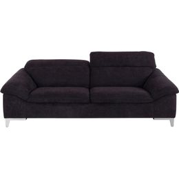 2,5-Sitzer COTTA "Teresa", schwarz, B:235cm H:84cm T:109cm, Chenille (90% Polyester; 10% Polyamid );Struktur (100% Polyester ), Sofas, 2 5-Sitzer, mit Kopfteilverstellung