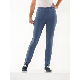 Stretch-Hose Classic Basics, Damen, Gr. 21, Kurzgr&ouml;&szlig;en, blau (rauchblau, meliert), 49% Baumwolle, 46% Polyester, 5% Elasthan, unifarben, lang, Hosen Stretch-Hose