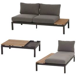 Gartenlounge-Set siena GARDEN "Alvida", grau (anthrazit, holz), Aluminium, FSC-zertifiziertes Massivholz, Sitzm&ouml;bel-Sets, Gartenlounge-Set