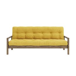 Schlafsofa Karup Design "KNOB", gelb (honey), B:205cm H:79cm T:95cm, Matratzenmaterialzusammensetzung: Futonmatratze mit Knopfheftung, H&ouml;he 14 cm, aus recyceleten Mischfasern mit einem Kern aus 4 cm Schaumstoff. Matratzenf&uuml;llung: Baumwoll-Mix-F&uuml;llung 90-95% Baumwolle und 5-10% Polyester. Bezug: 100% Polyester, Sofas, Schlafsofa, mit Futonmatratze, verschiedene Farben, FSC-zertifiziert, Kiefer