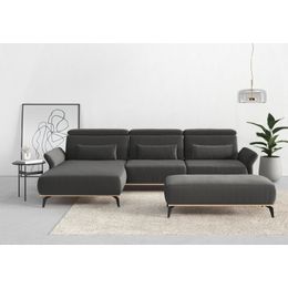 Ecksofa Home Affaire "Fjord L-Form", grau (anthrazit), B:324cm H:93cm T:184cm, 100% Polyester, Sofas, Ecksofa, massiv, wahlweise mit Armlehnfunktion, Kopf- Sitztiefenverstellung