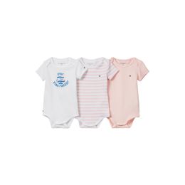Kurzarmbody Tommy Hilfiger "3 PACK BODY SS GIFTBOX", Jungen, Gr. 74, N-Gr, rosa (precious pink), Jersey, Obermaterial: 93% Baumwolle, 7% Elasthan, unifarben, k&ouml;rpernah, Rundhals, eingesetzt normaler Saum, Bodys Kurzarmbody, aus weicher Baumwollmischung