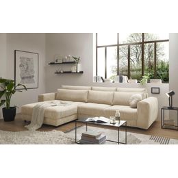 Ecksofa ED EXCITING DESIGN "Barura L-Form", beige, B:333cm H:90cm T:194cm, 92% Polyester, 8% Nylon, Sofas, Ecksofa, mit 3 Nierenkissen