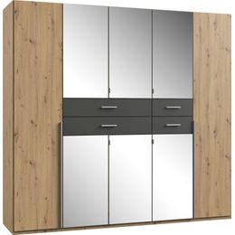 Dreht&uuml;renschrank wimex "Denver", grau (artisan eiche nachbildung, graphit, spiegel), B:225cm H:208cm T:58cm, Holzwerkstoff, Schr&auml;nke, Dreht&uuml;renschrank