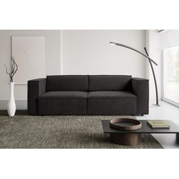 Schlafsofa WERK2 "Kansas Breite 252 cm, mit extragro&szlig;er Liegefl&auml;che 202x152 cm", anthrazit, B:252cm H:76cm T:99cm, 100% Polyester, Sofas, Schlafsofa, Pflegeleichte Bez&uuml;ge: aktuellen Cord- oder weichem Strukturstoff
