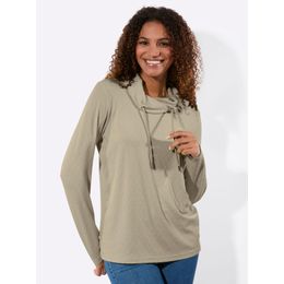 Langarmshirt Casual Looks "Rollkragen-Shirt", Damen, Gr. 54, schlamm, 66% Polyester, 28% Viskose, 6% Elasthan, unifarben, Shirts Langarmshirt