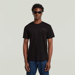 G-Star Raw T-Shirt G-STAR "Script", Herren, Gr. L, schwarz (dk schwarz), Jersey, Obermaterial: 100% Baumwolle, unifarben, regular fit, Rundhals, Shirts T-Shirt, mit Rundhals, aus Baumwolle