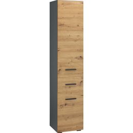 Hochschrank Inosign "Skara", grau (anthrazit, artisan eichefarben), B:38cm H:180cm T:35cm, Holzwerkstoff, Schr&auml;nke, Hochschrank, 3 verstellbaren Einlegeb&ouml;den hinter den T&uuml;ren, Breite 38cm, H&ouml;he 180cm