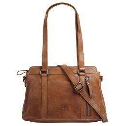 Umh&auml;ngetasche Bodenschatz, Damen, Gr. B/H/T: 25cm x 20cm x 5cm onesize, braun (cognac), Leder, leicht gl&auml;nzend, unifarben, Taschen Umh&auml;ngetasche, echt Leder