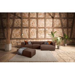 Ecksofa W.Schillig "around-the-block", braun (blush o10), B:341cm H:66cm T:164cm, ROHLEDER Jacquard-Flachgewebe Q2 O10 (60% Polyacryl, 40% Polyester), Sofas, Ecksofa, mit eleganter Biese, mit Federkern, Breite 341 cm