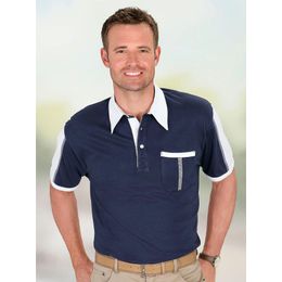 Poloshirt CLASSIC "Poloshirt", Herren, Gr. 44/46, blau (marine, wei&szlig;), 100% Baumwolle, gemustert, mehrfarbig, ohne Ausschnitt, Shirts Poloshirt