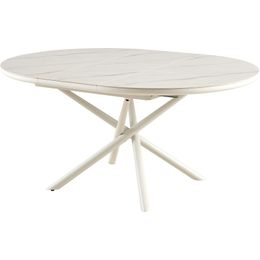 Esstisch Salesfever "Stuttgart Esstisch f&uuml;r stilvolles Speisen", wei&szlig; (wei&szlig;, wei&szlig;, wei&szlig;), B:120cm H:76cm T:120cm, MDF, Metall, Keramik, Tische, Esstisch, rund, Keramik, ausziehbar auf 120 - 160 cm