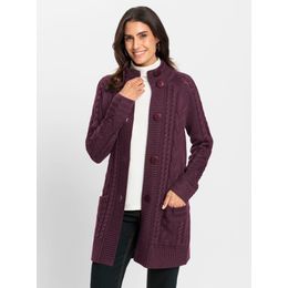 Strickjacke Inspirationen, Damen, Gr. 40, rot (burgund), 50% Baumwolle, 50% Polyacryl, unifarben, Strickjacken Strickjacke